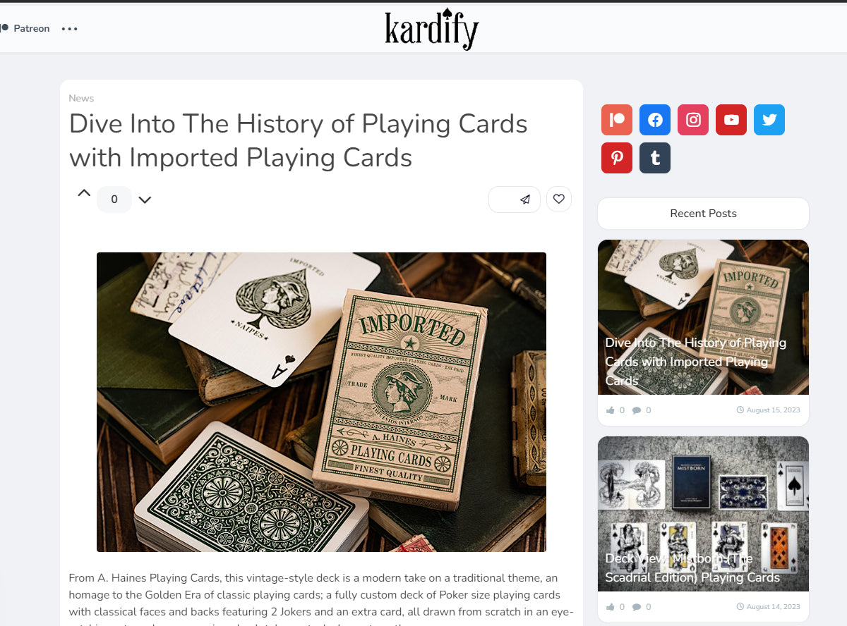 A. HAINES PLAYING CARDS – A Haines Playing Cards